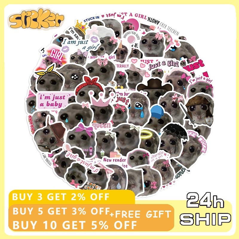 56pcs Cute Sad Hamster Funny Meme Stickers Kawaii Decals Kids Toys DIY ...