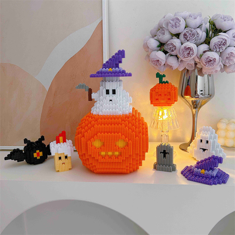 Halloween Gift Compatible Lego Mini Particle Ghost Pumpkin Magic Hat ...