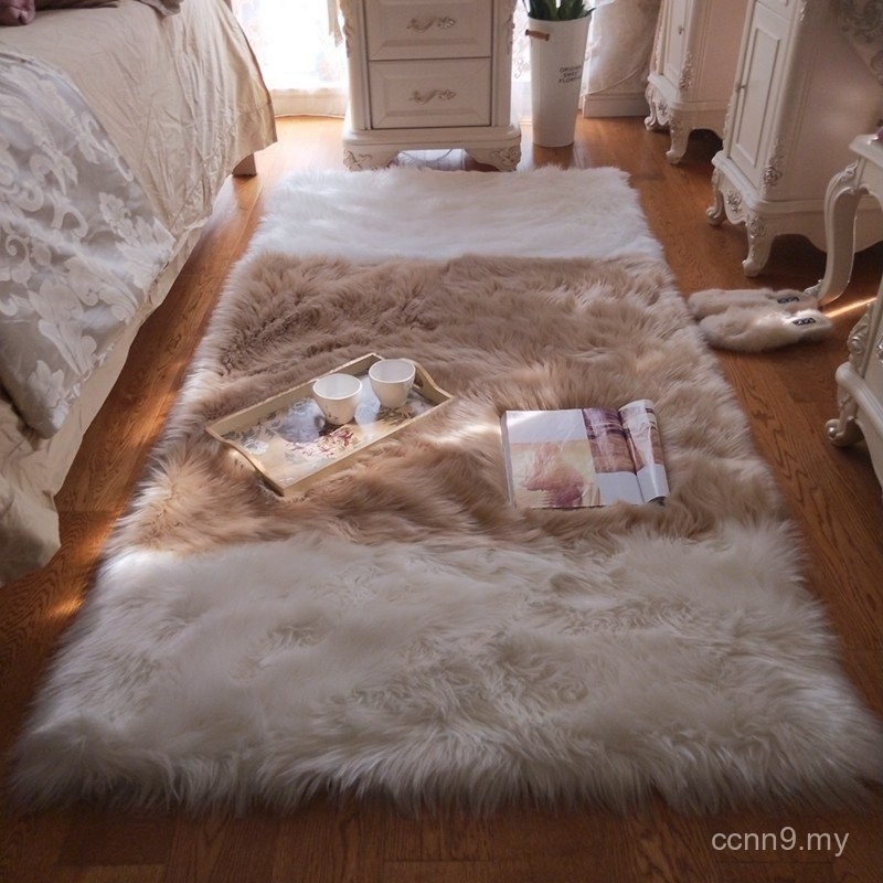 7YX borong unta rambut panjang bilik tidur permaidani tepi katil warna ...