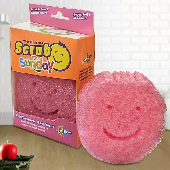 Sunday Thermos Sensing Sponge Smiley Face Sponge Wipe Kitchen Cleaning ...