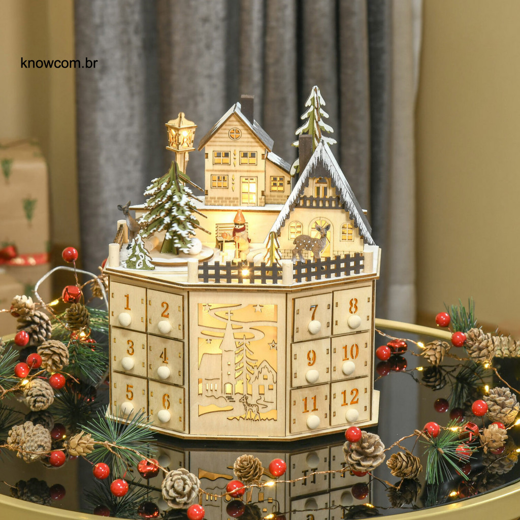 kn Festive Advent Calendar Holiday Countdown Calendar Wooden Christmas ...