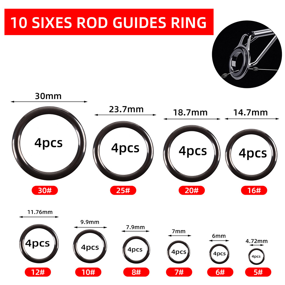 [Hotbrand.my] 40pcs Fishing Rod Guides Ring Ceramic Guide Ring Rod ...