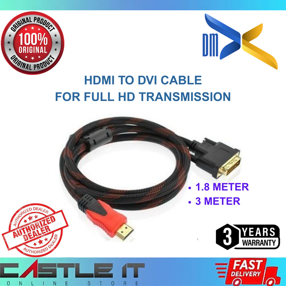 DMX HDMI to DVI 24+1 Cable 1.8M 3M Gold-Plated Support 1080P Full HD ...