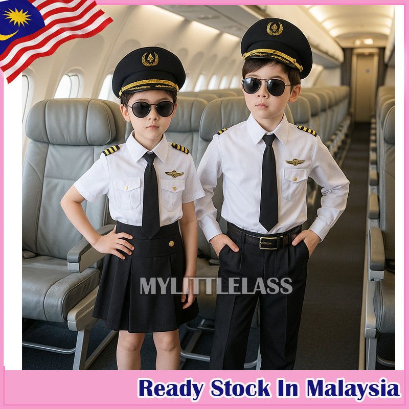Kids Pilot Role Play Occupation Flight Attendant Cosplay Uniforms ...