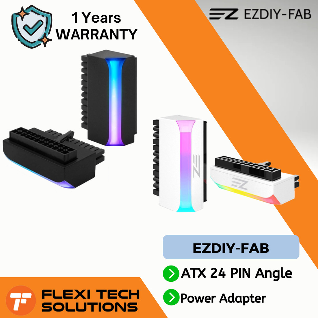 Flexi tech EZDIY-FAB ATX 24 PIN Angle Adapter With ARGB Module-Black ...