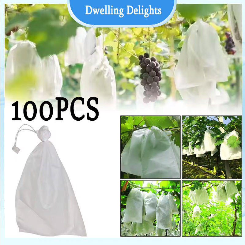 100PC Fruit Protect Net Bag Non-woven Breathable Mesh for Garden Anti ...