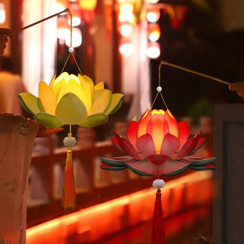 Ancient Style Lotus Lantern Kit DIY Handheld Tassel Flower Lanterns Mid ...