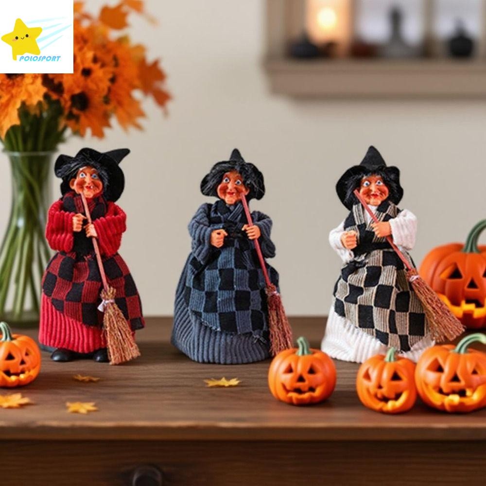POLOSPORT Halloween Witch Ornament, Creative Retro Broomstick Witch ...