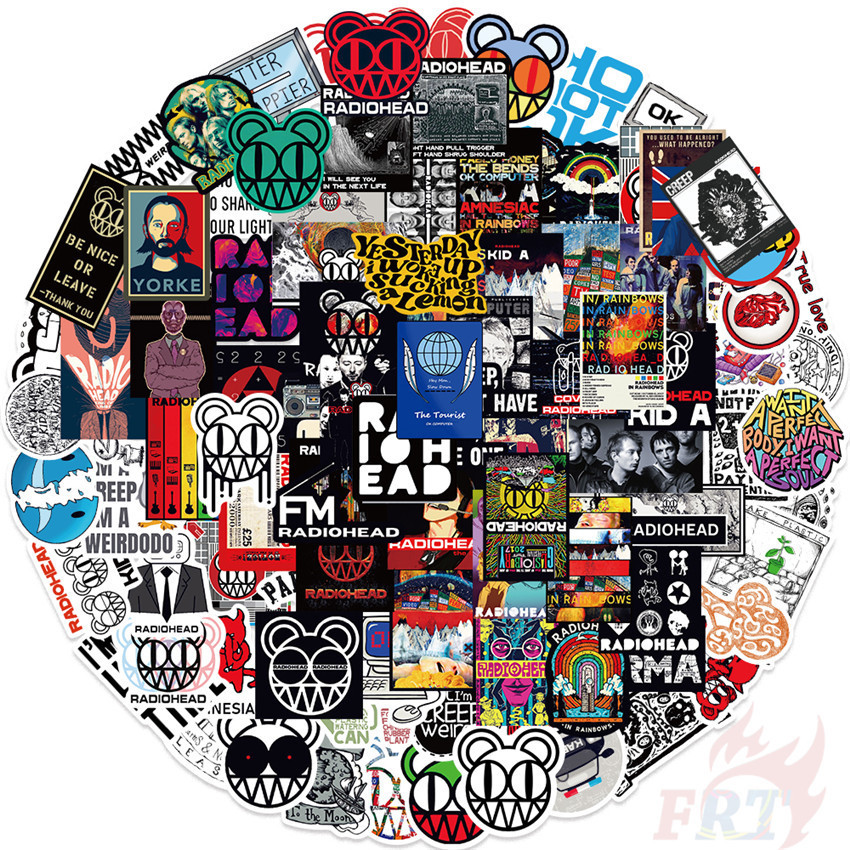 100Pcs/Set Rock Band . Radiohead Stickers Waterproof DIY Fashion Doodle ...
