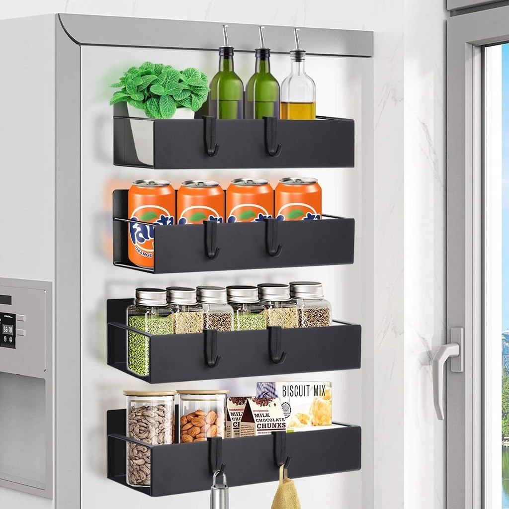 Magnetic Refrigerator Storage Rack Side Wall-mounted Spice Rack Kitchen ...