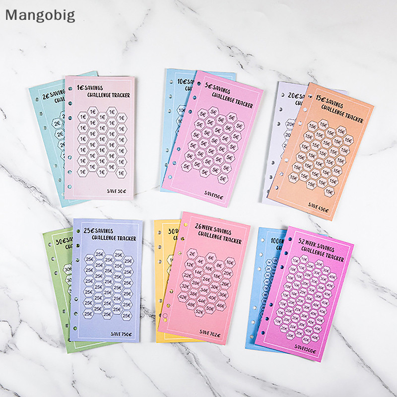 Mangobig 48 Sheets 6 Ring A6 Binders Savings Challenge Tracker Cards ...