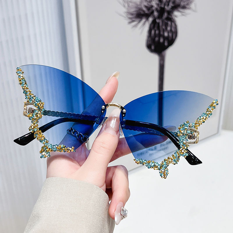 2024 Influencer Large Frame Diamond-Studded Sunglasses Retro Glasses ...