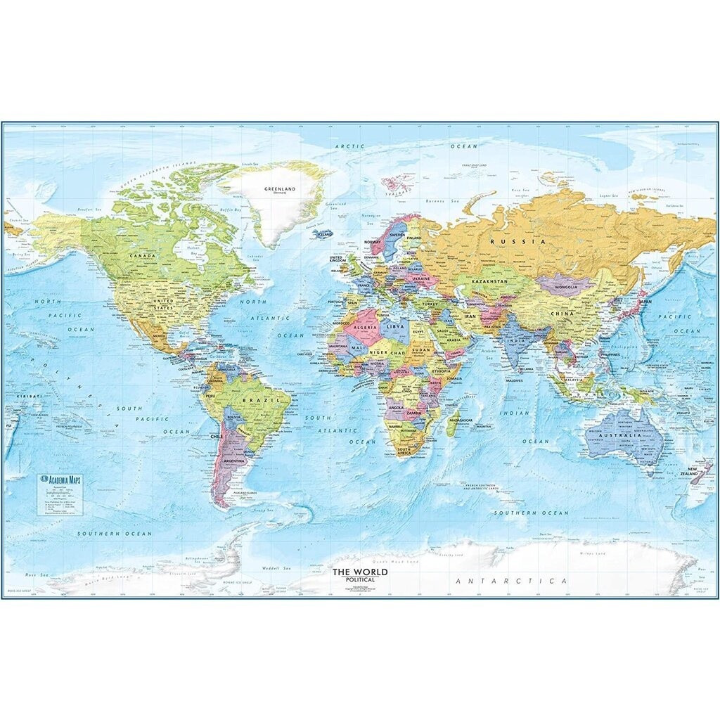 Canvas Wall Art Large World Map PosterDetailed World Wall Map Wall Map ...
