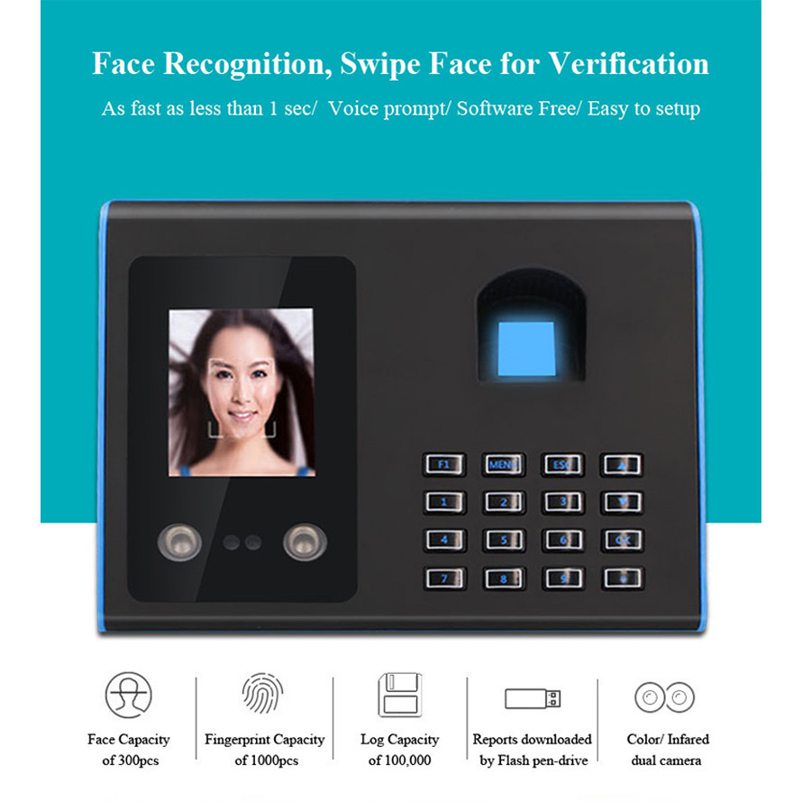Biometric Facial Fingerprint Recognition Face Time Attendance System ...