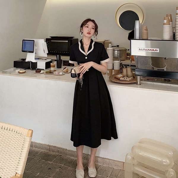 dinner dress dress woman Rehat teh, gaun hitam kecil bellflower, reka ...