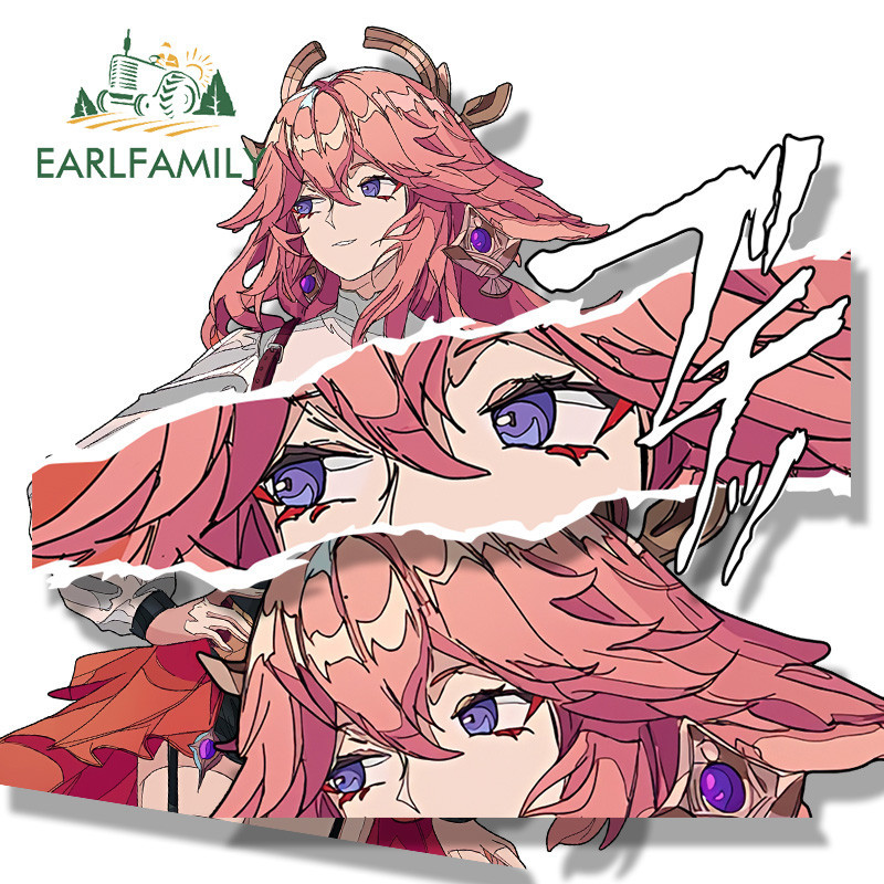 EARLFAMILY 13cm Yae Miko Fanart Car Sticker Genshin Impact Chibi Peeker ...