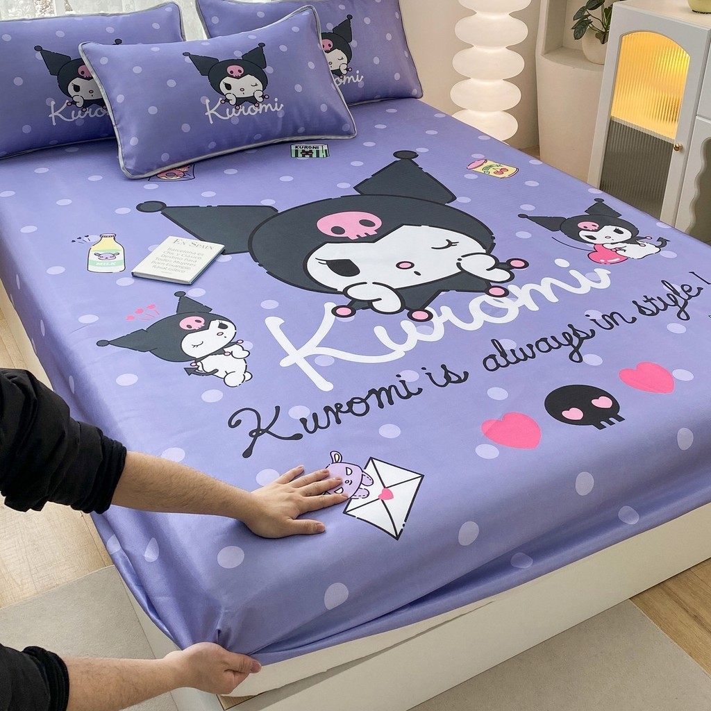 Cartoon Ice Silk bed sheet cadar tilam Kuromi Crayon Shin-chan cadar ...