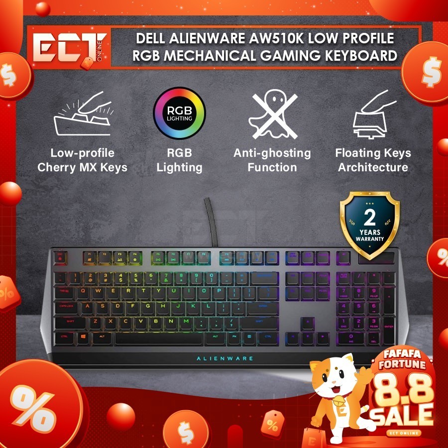 Dell Alienware AW510K Low Profile RGB Mechanical Gaming Keyboard (Grey ...