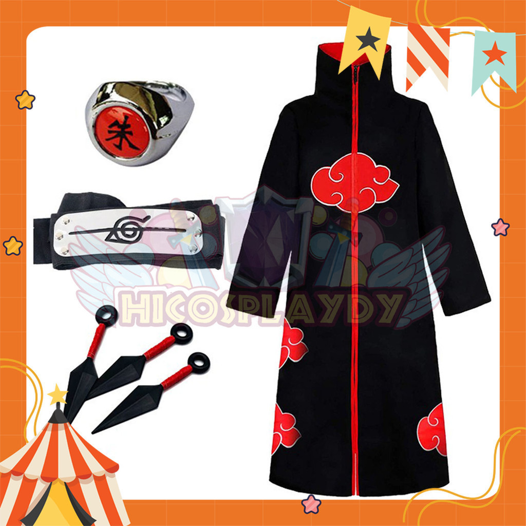 hiCosplayDy Kids Adult Naruto Akatsuki Cloak Anime Cosplay Costume Set ...