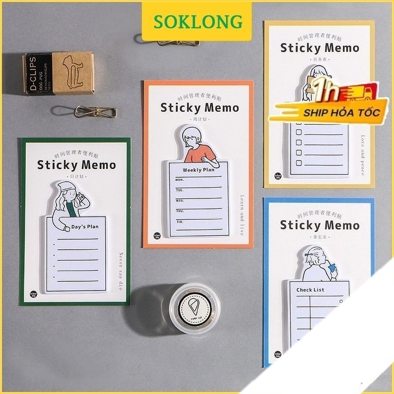 Girl-shaped sticky memo note pad NO18 modern style planning check list ...