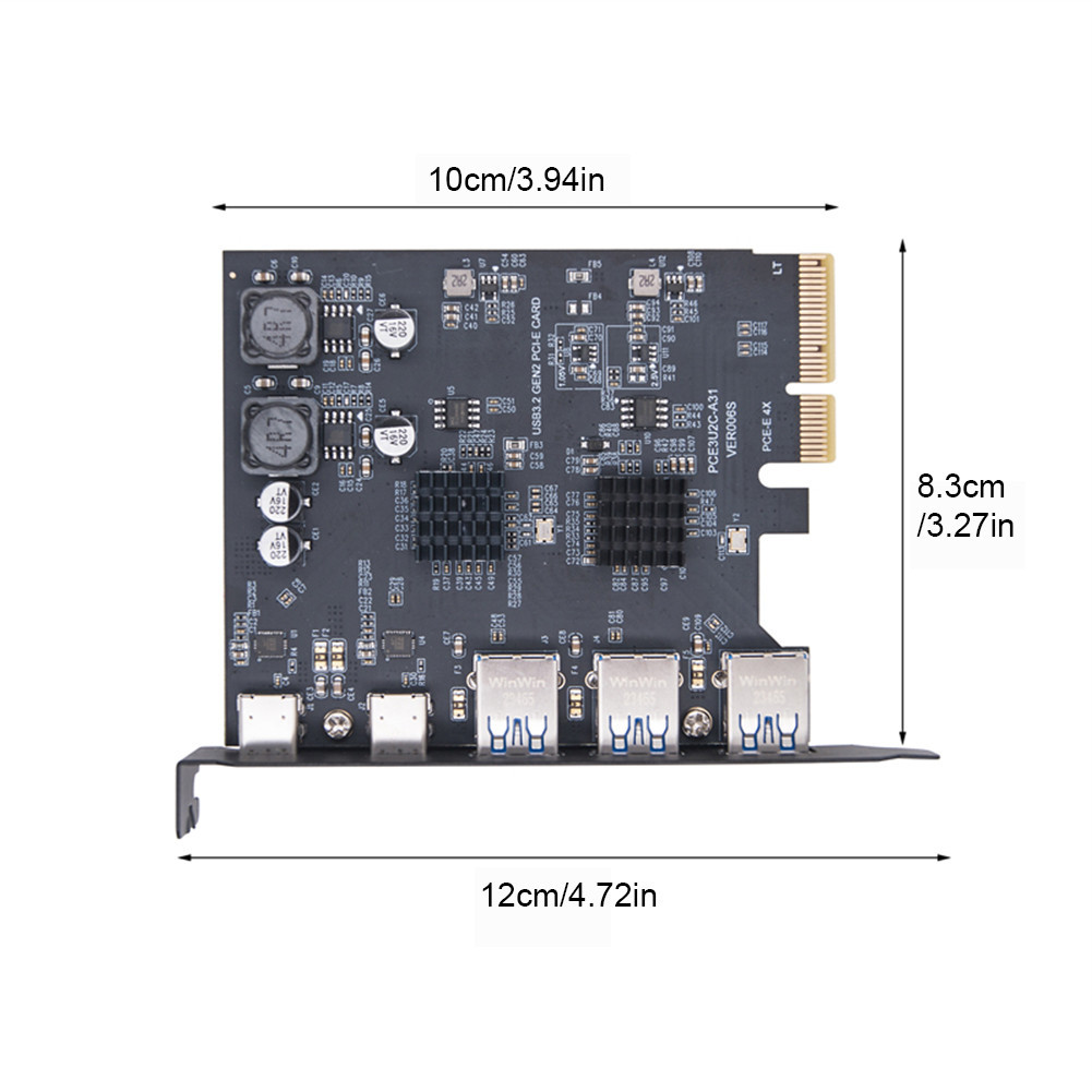 PCI Express X4 to USB C + USB3.2 Gen2 10Gbps Adapter PCIE USB Expansion ...