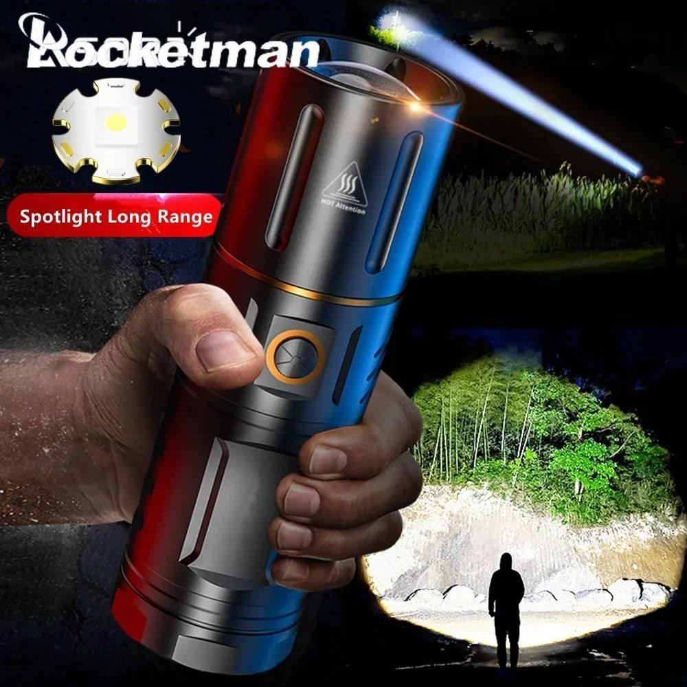Super Bright White LED Long-range High-power Flashlight Rechargeable Long-range Outdoor Long ...