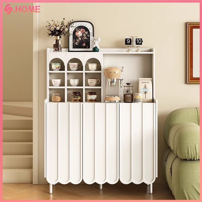 Solid Wood Sideboard Wall-Mounted Living Room Cup Storage Cabinet Tea ...