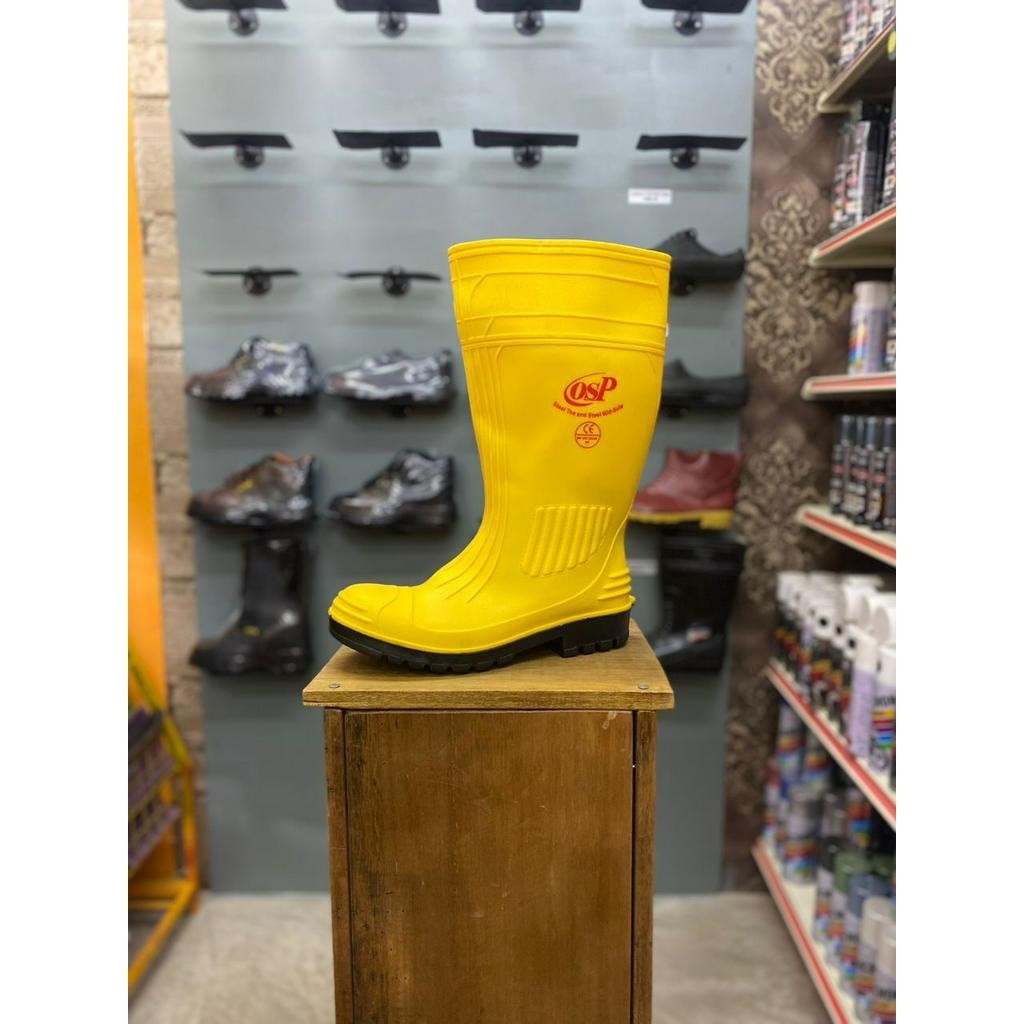 OSP Yellow PVC Rubber Boot with Steel Toe Cap & Mid-Sole 黄色铁头铁底水鞋 Kasut ...