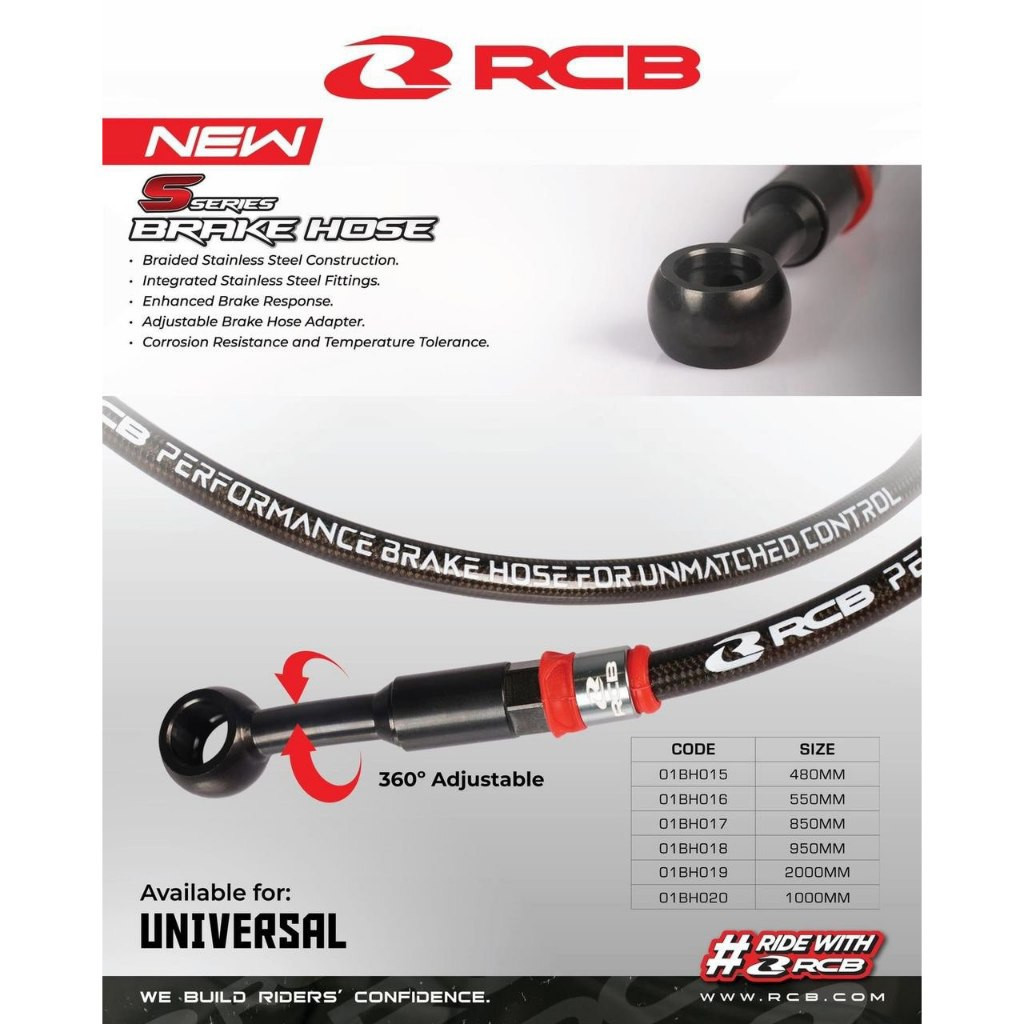 550MM & 850MM & 950MM & 1000MM [ TITANIUM / SILVER ] RCB BRAKE HOSE ...