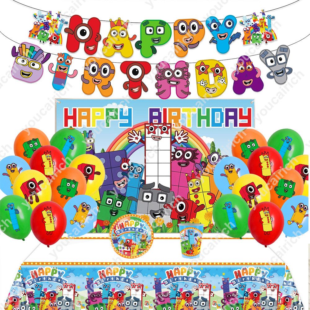 Numberblocks Birthday Party Decorations Set includes Banner Balloon ...