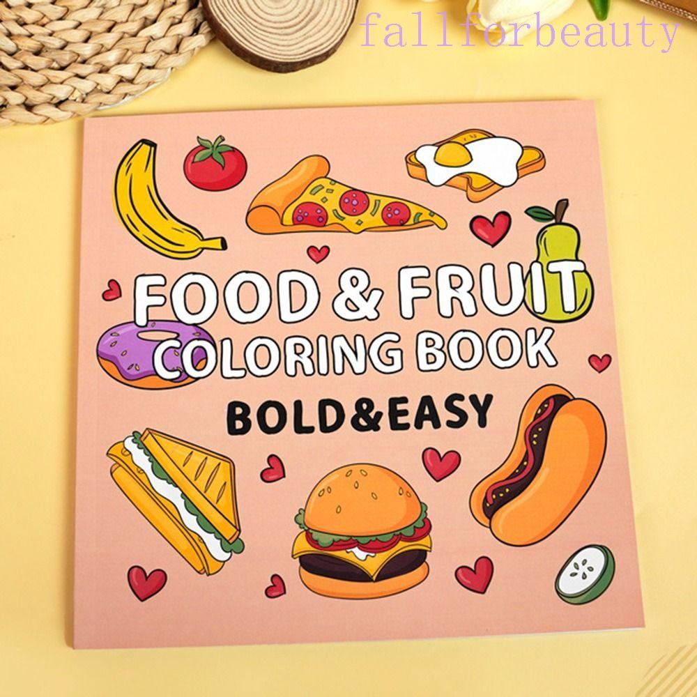 FALLFORBEAUTY Watercolor Painting Book, Mini Educational Food Fruit ...