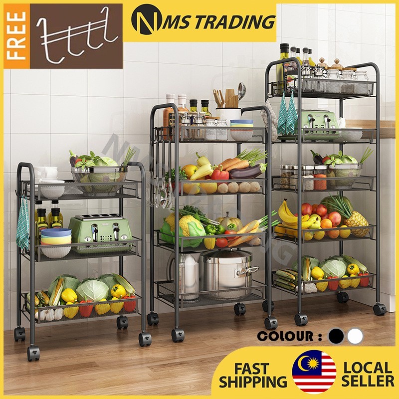 *Ready Stock* 3 4 5 Tier Trolley Multipurpose Home Storage Rack Kitchec ...