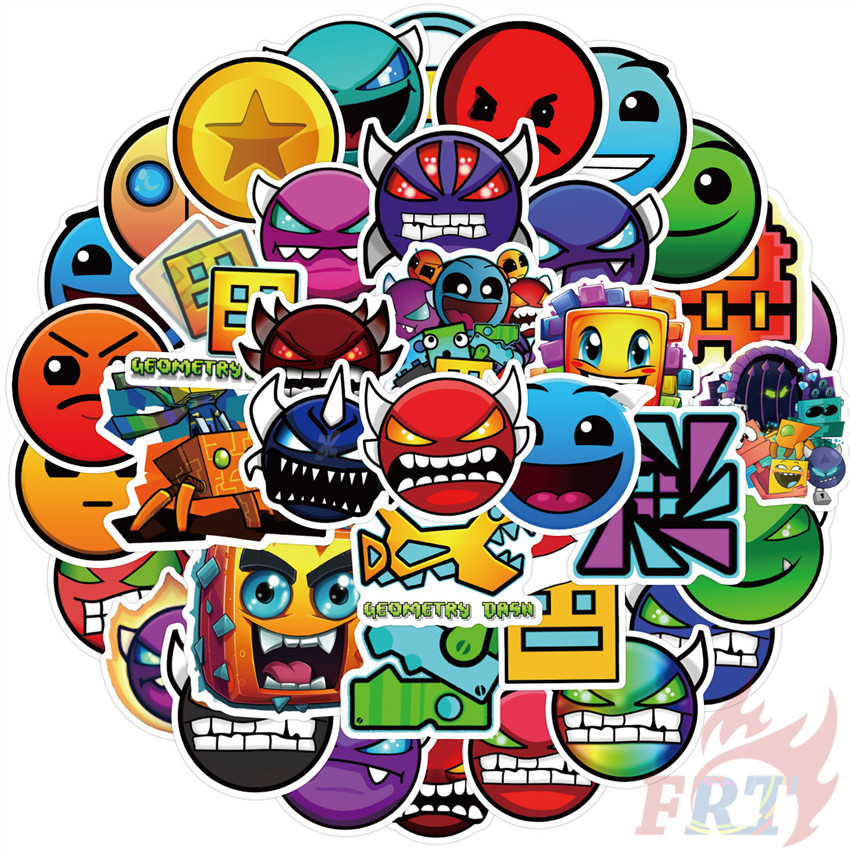 50Pcs/Set Geometry Dash Series 01 Stickers DIY Fashion Waterproof ...