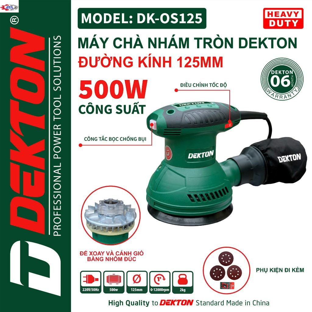 Dekton DK-OS125 500W Round Sander, with speed adjustment / Diameter ...