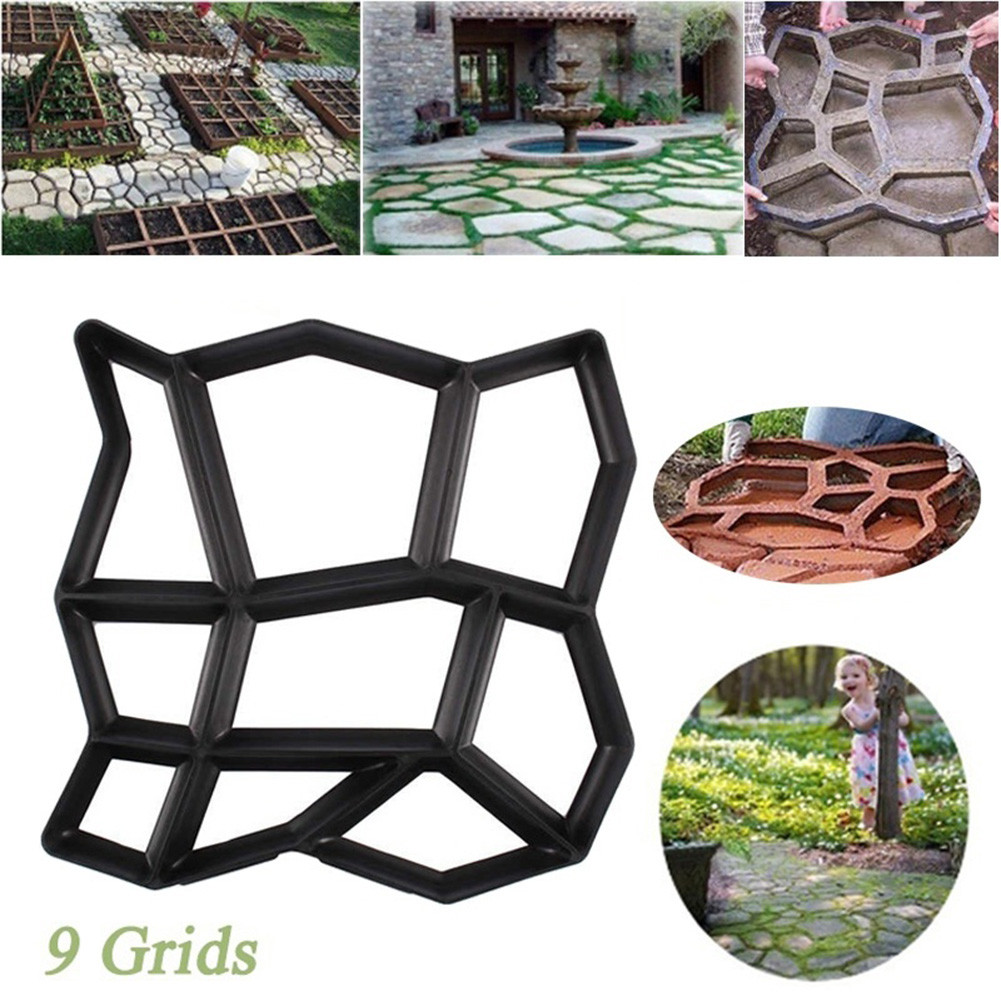 9 Grid Garden Pavement Mold Garden Walk Pavement Concrete Mould DIY ...