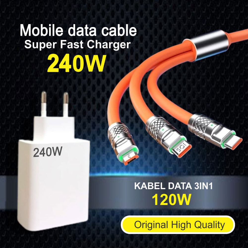 Data 3 in 1 Charging data Cable 240W Ports adapter 120W Type-C Cable ...
