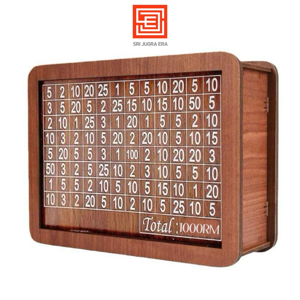 SJE Money Box Wooden Tabung Duit Kayu Kotak Simpanan Wang Tunai dengan ...