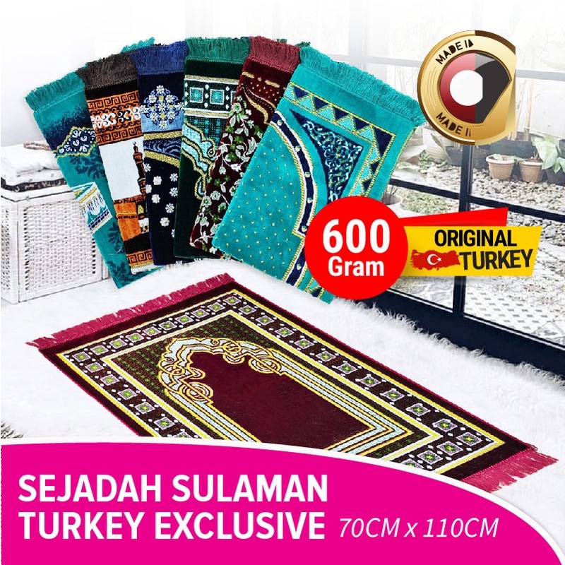 SEJADAH SULAMAN TURKEY EXCLUSIVE 70X110/600g Ori/Berambu/Hadiah Prayer ...
