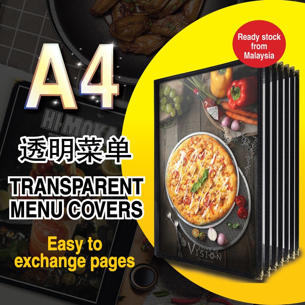 Menu Holder Transparent Clear Menu Cover, Menu PVC Book Restaurant Cafe ...
