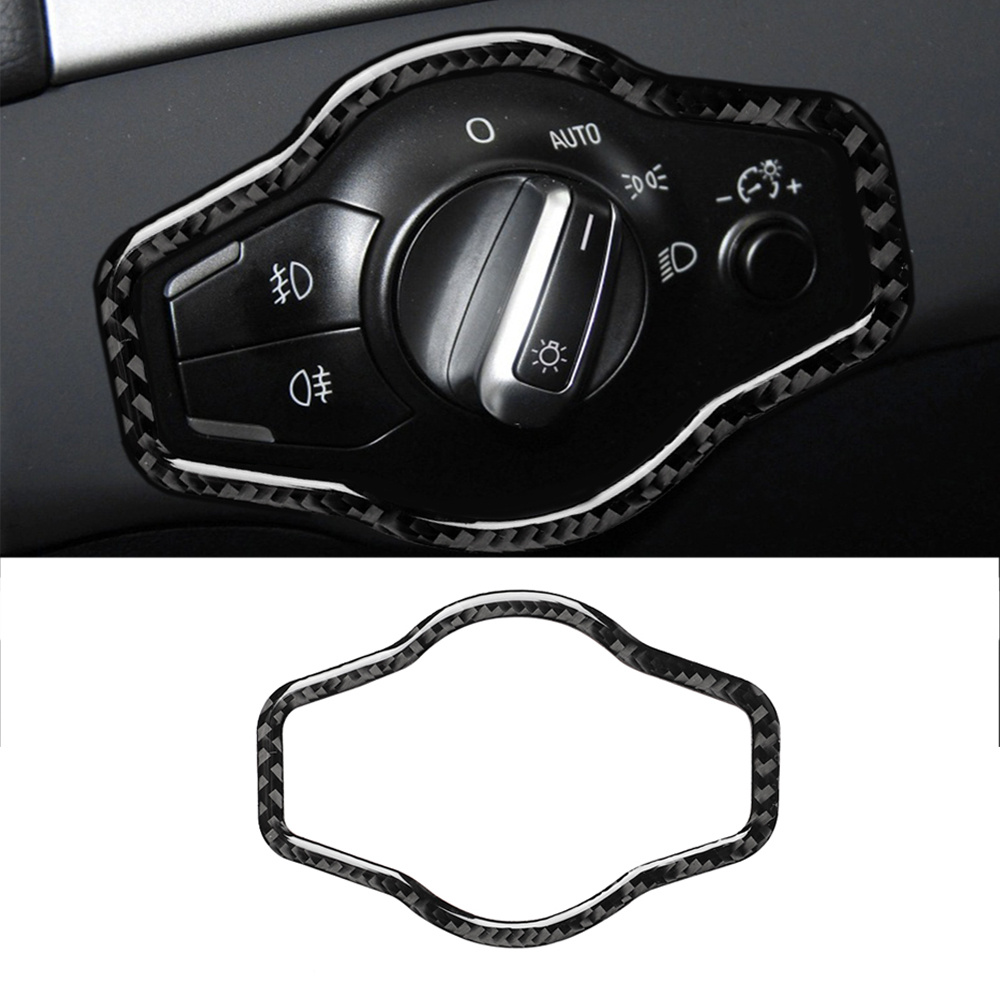 For Audi A4 S4 RS4 B8 8K A5 S5 RS5 8T 8F Q5 SQ5 Carbon Fiber Headlight Switch Button Frame ...
