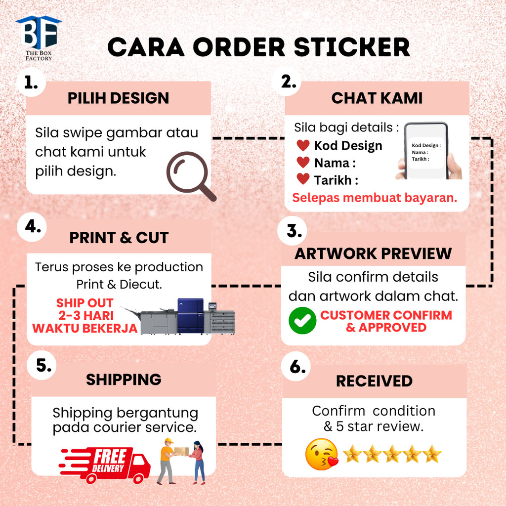 100pcs STICKER BAKERY CUSTOM LABEL PRODUK DOORGIFT STICKER KEK TAPAK ...