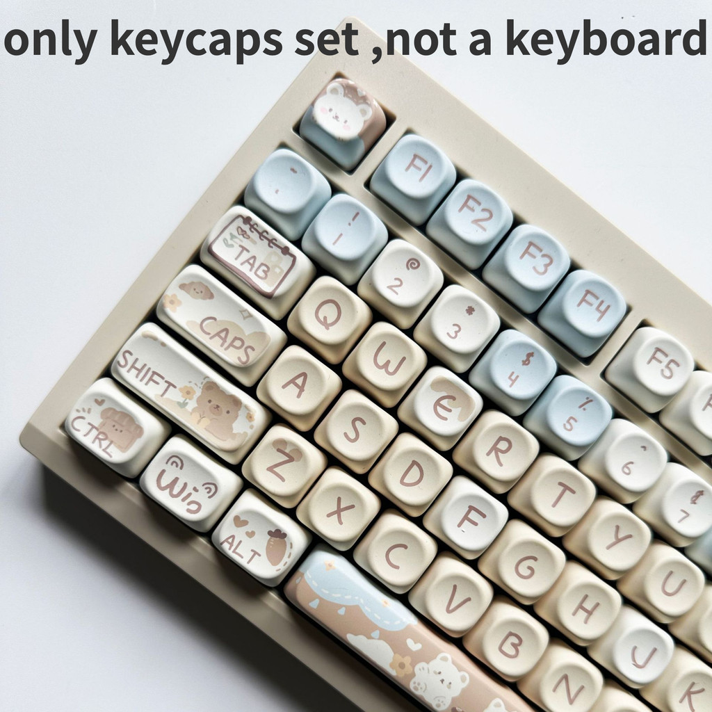 PBT Keycap MOA Milk Tea Bear Dye Sublimation Mechanical Cute Round ...