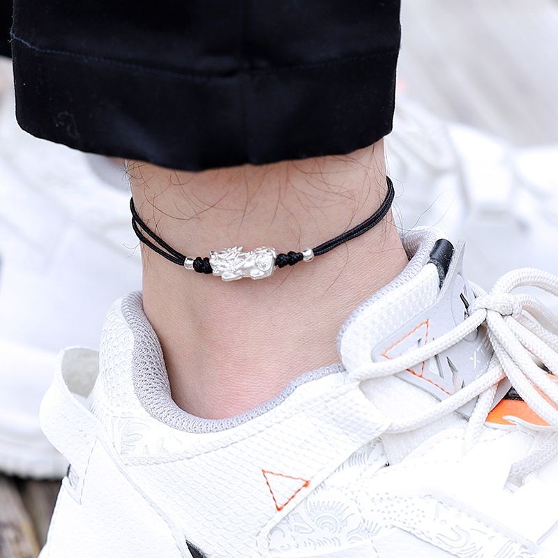 Feet Lucky Pixiu Anklet Men Women Sterling Silver Transfer Couple A ...