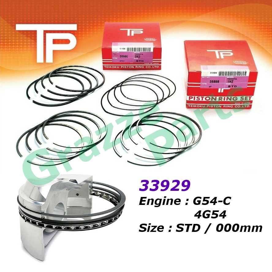 TP Piston Ring STD (0.00mm) Size for Mitsubishi Pajero V32 LO49 L049 2. ...