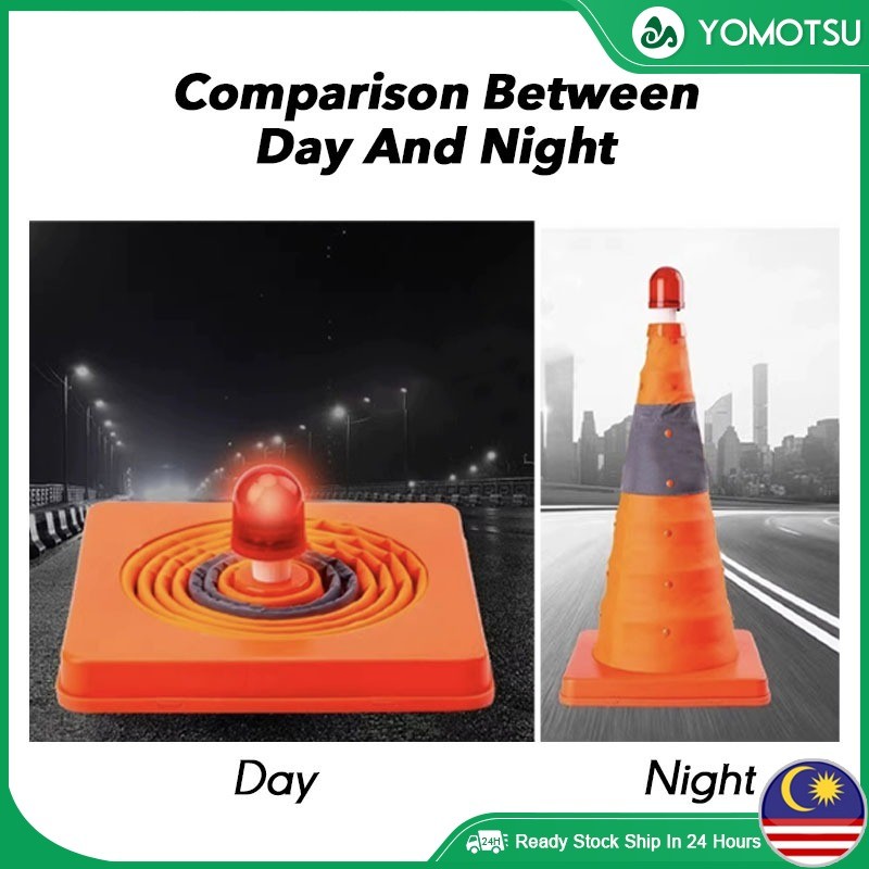 『😀Ship in 24hrs🤟 ️』45cm/60cm Foldable Traffic Safety Cone with Flash ...
