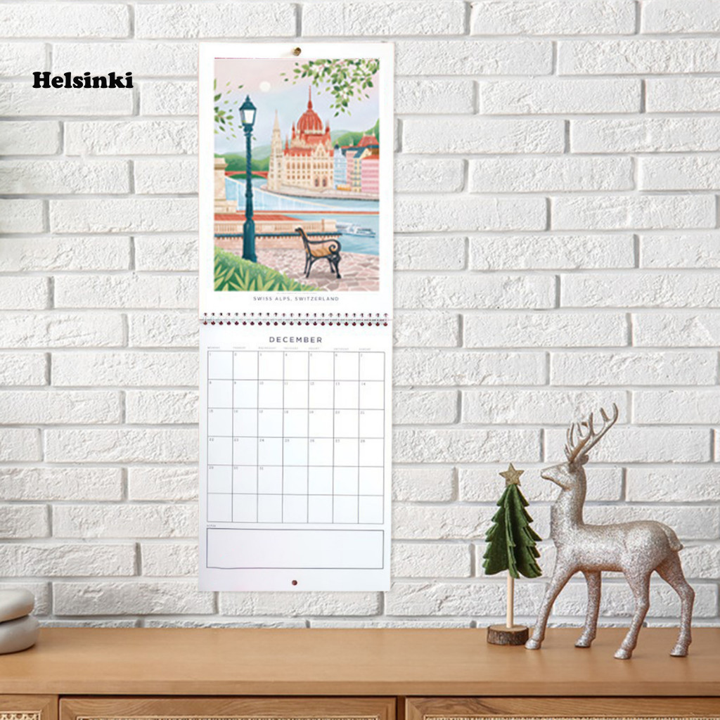 HLS Office Wall Decoration Calendar World Travel Themed Calendar 2025 ...