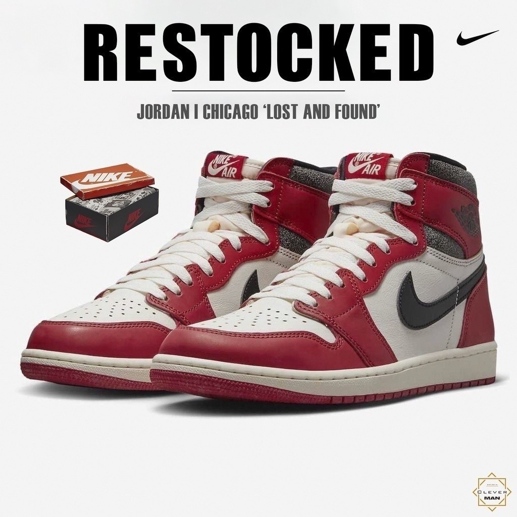 Hot 2023 new Air Jordan 1 Chicago lost and found sneakers in red and ...