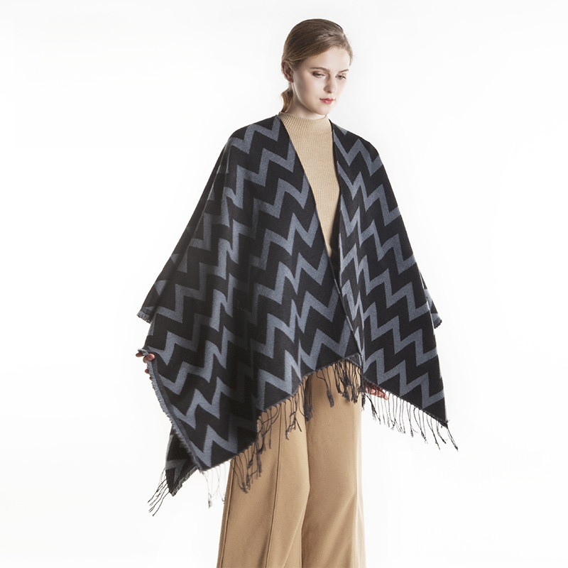 Plaid Double-Sided Cape Cloak Cashmere-like Thickened Women's Split ...