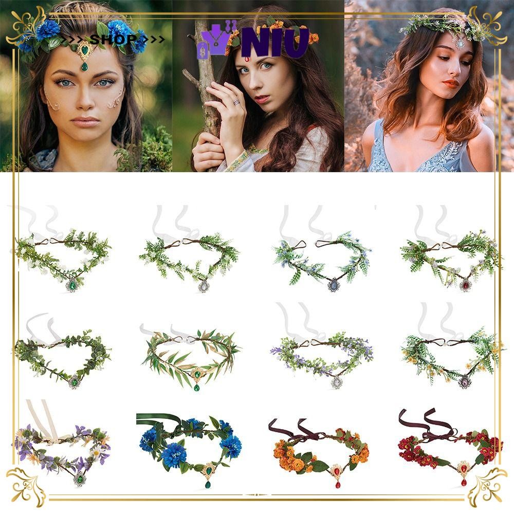 NIU Elf Headpiece, Cosplay Photoshoot Fairy Flower Leaf Crown, Vintage ...