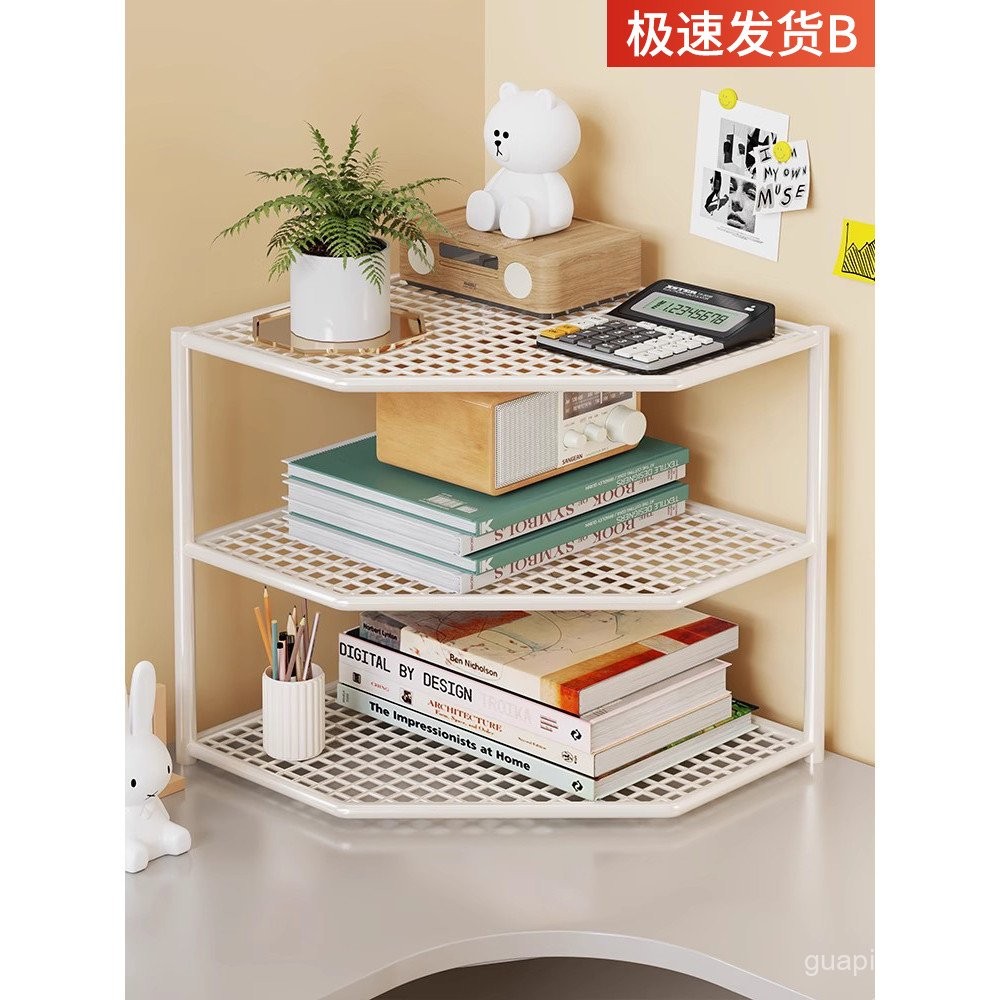 Corner Bookshelf Corner Shelf Desktop Storage Corner Desk Triangle ...